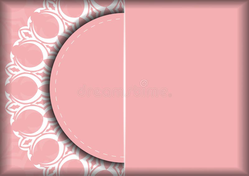 Pink Postcard with Vintage White Ornaments for Your Design. Stock ...