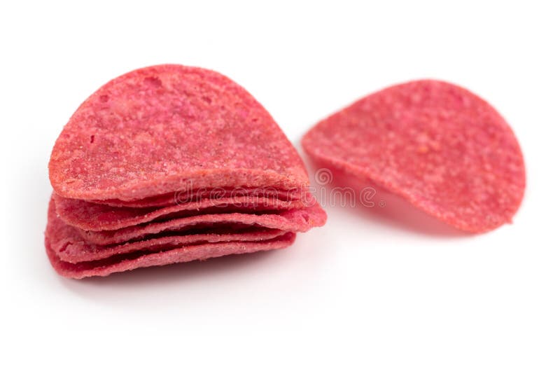 Pink Potato Chips Isolated on White Background Stock Image - Image of ...