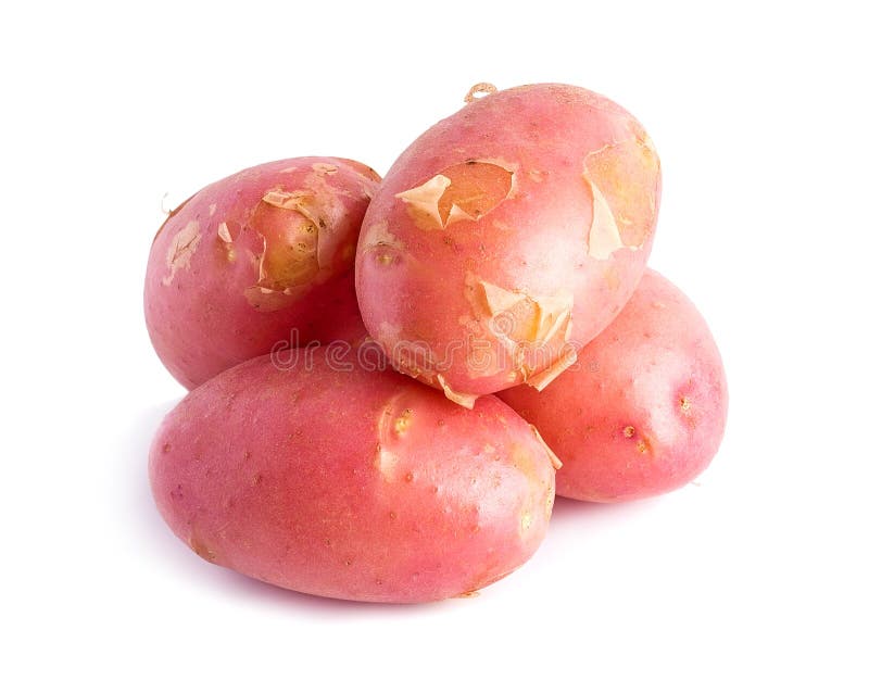 Pink Potatoes on White Background Stock Photo - Image of kitchen, macro ...
