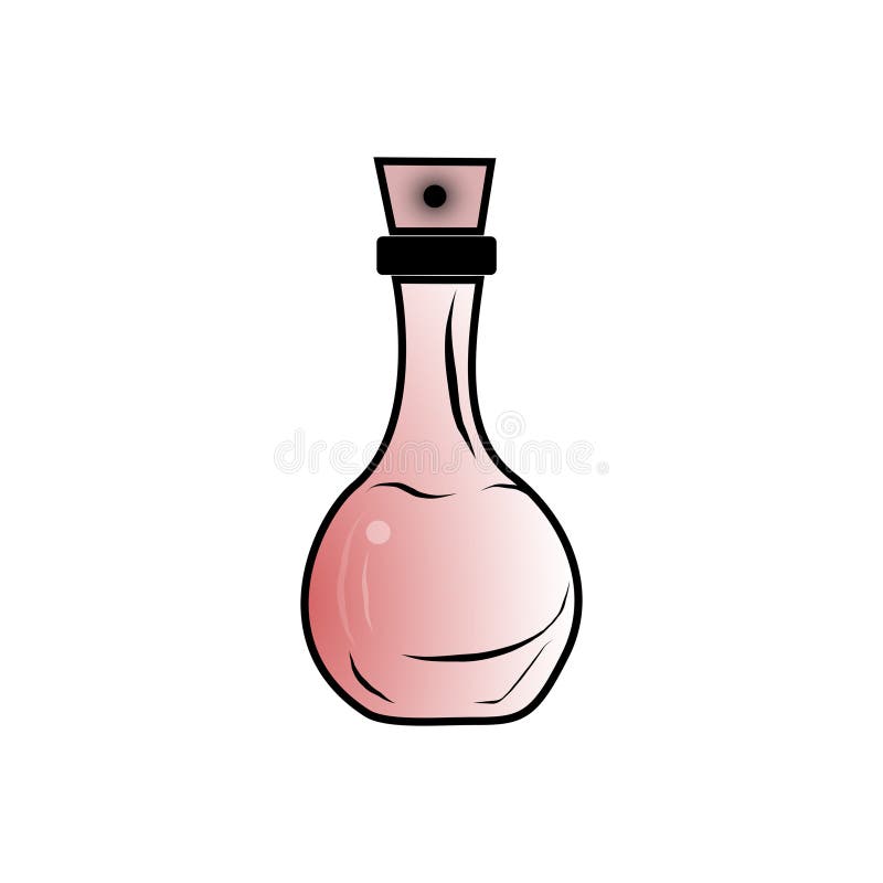 Pink Potion Bottle. Elegant Flask Vector. Rounded Glass Shape. Cork ...