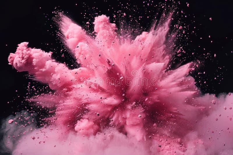 Pink Powder Burst Captured Mid-air on Black Background. Neural Network ...
