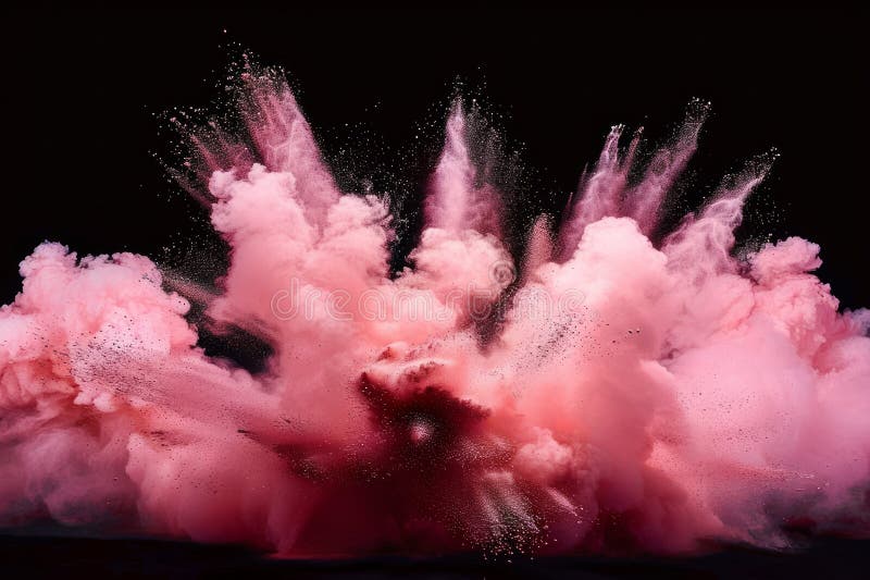 Pink Powder Burst Captured Mid-air on Black Background. Neural Network ...