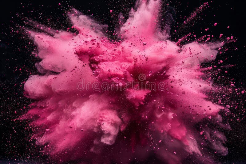 Pink Powder Burst Captured Mid-air on Black Background. Neural Network ...