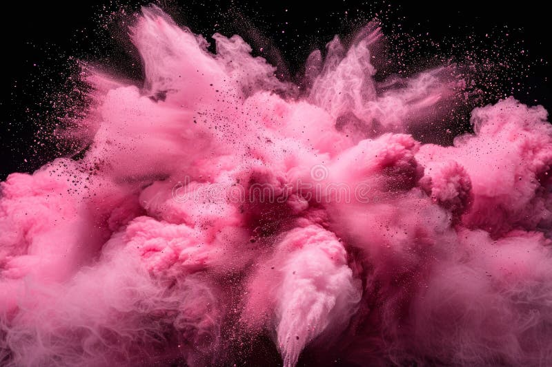 Pink Powder Burst Captured Mid-air on Black Background. Neural Network ...