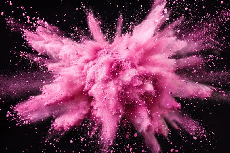 Pink Powder Burst Captured Mid-air on Black Background. Neural Network ...
