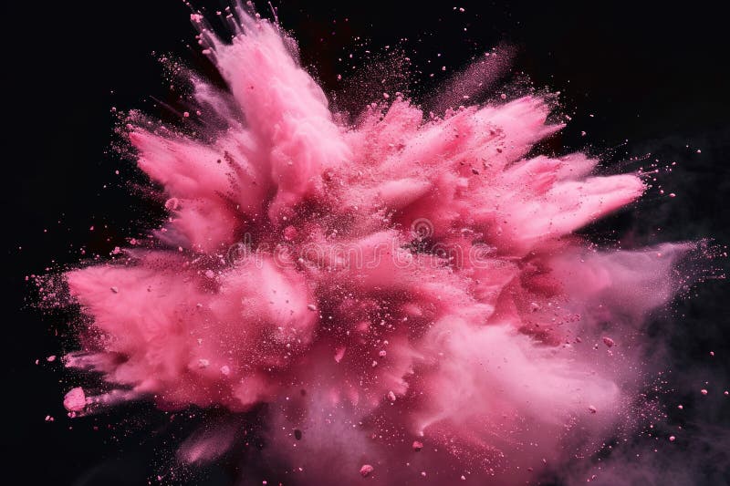 Pink Powder Burst Captured Mid-air on Black Background. Neural Network ...