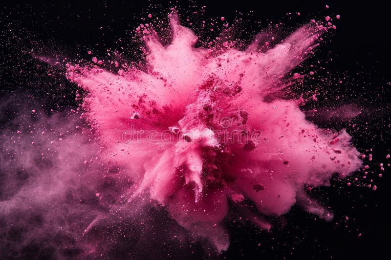 Pink Powder Burst Captured Mid-air on Black Background. Neural Network ...