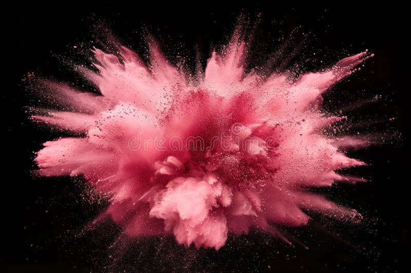 Pink Powder Burst Captured Mid-air on Black Background. Neural Network ...
