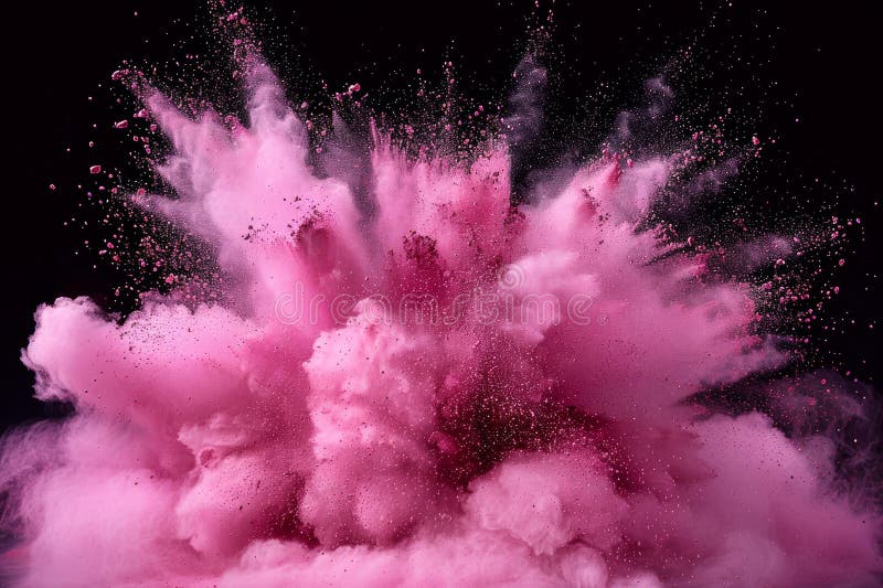 Pink Powder Burst Captured Mid-air on Black Background. Neural Network ...