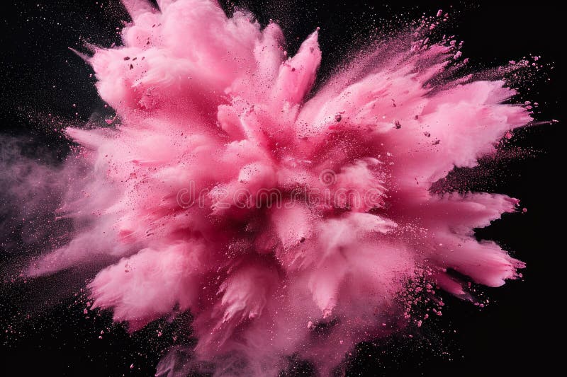 Pink Powder Burst Captured Mid-air on Black Background. Neural Network ...