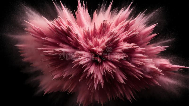 Pink Powder Center Radial Explosion Isolated in Black Ai Generated ...