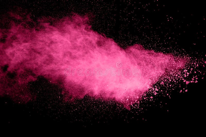 Pink Powder Explosion on Black Background. Stock Image - Image of ...