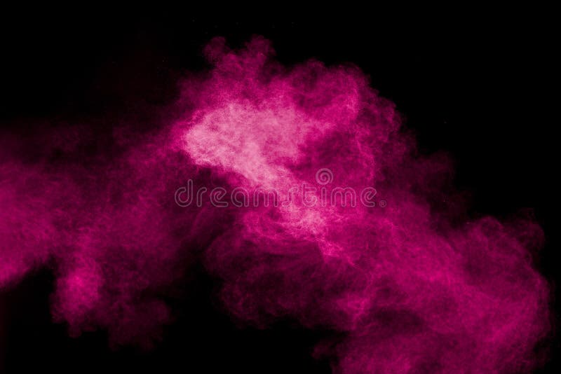Pink Powder Explosion on Black Background.Pink Dust Splash Cloud on ...