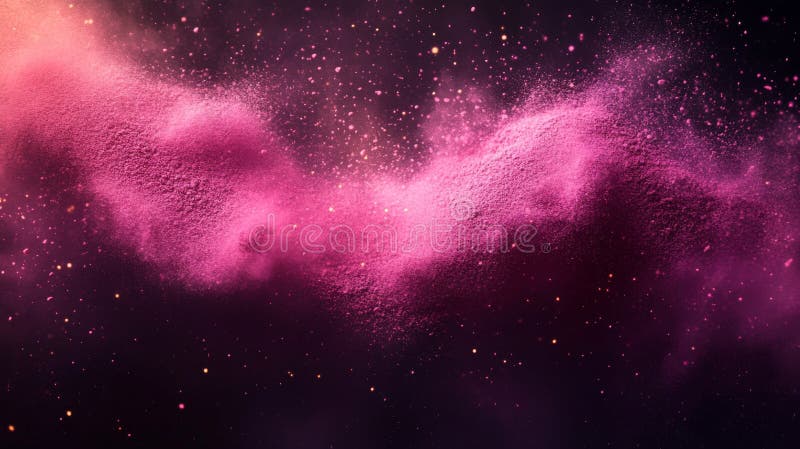 Pink Powder Explosion in Dark Space Abstract Art Stock Illustration ...