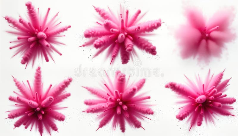 Pink Powder Explosion Isolated on White Background. Vivid Pink Colour ...