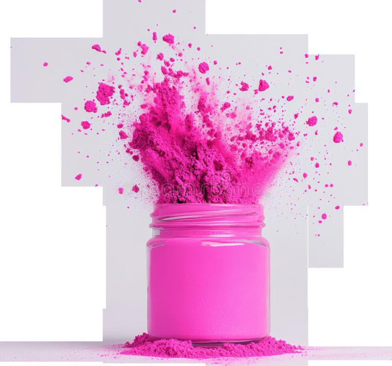 Pink Powder Explosion from Jar on Transparent Background Stock Photo ...