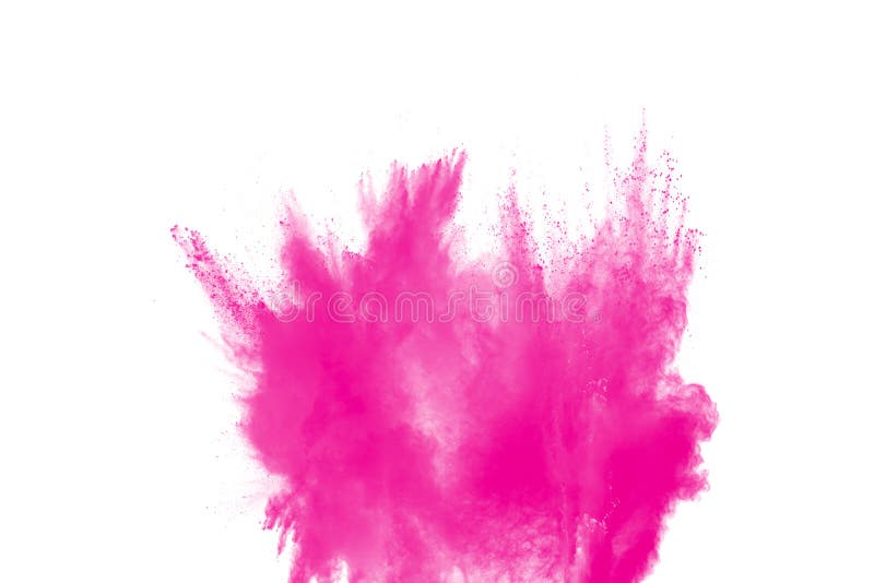 Pink Powder Explosion on White Background.Pink Dust Particles Splash ...