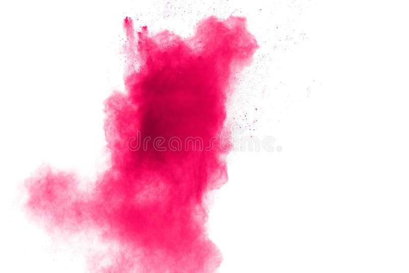 Pink Powder Explosion On White Background Pink Dust Particles Splash