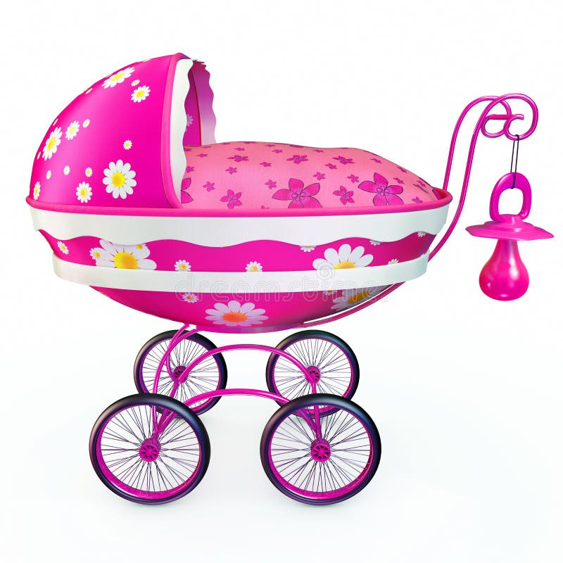 Pink Pram stock vector. Illustration of baby, wheel, girl - 23264942