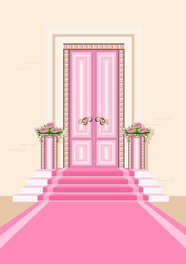 Fairytale Pink Door of a Beautiful Princess Stock Vector - Illustration ...