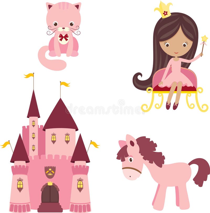 Pink princess set stock vector. Illustration of palace - 27455580