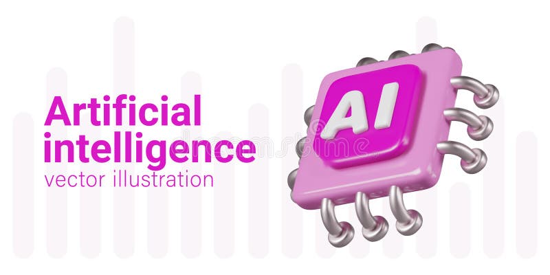 Pink Processor with AI Marking. Realistic Vector Illustration Stock ...