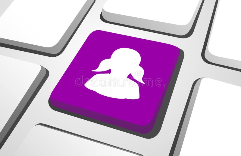 Pink Profile Computer Icon on a Keyboard Button. Stock Illustration ...