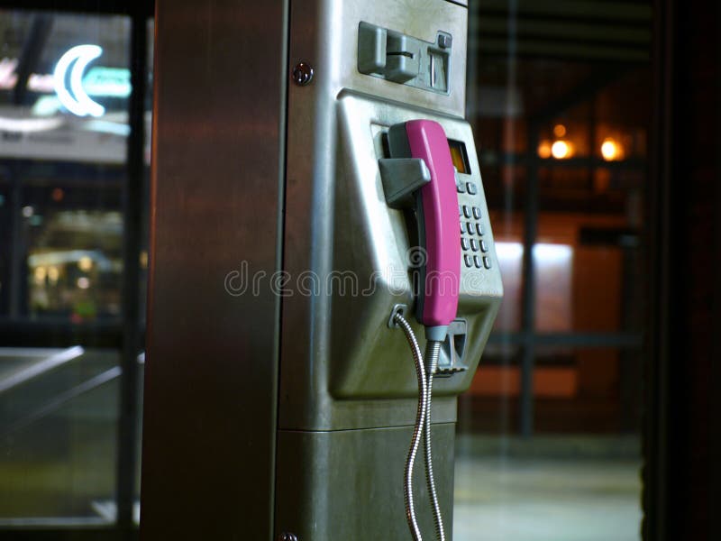 Pink public telephone stock image. Image of connection - 37425233