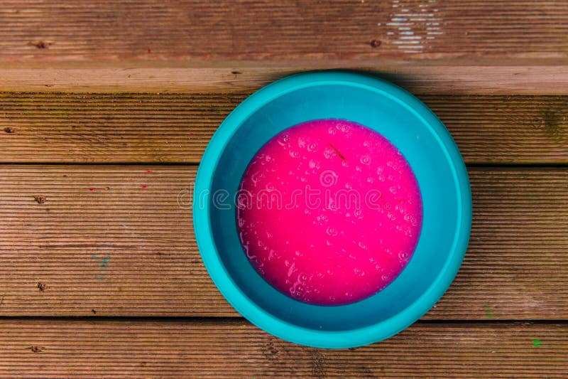 Pink Pudding in a Blue Bowl Stock Image - Image of construction ...