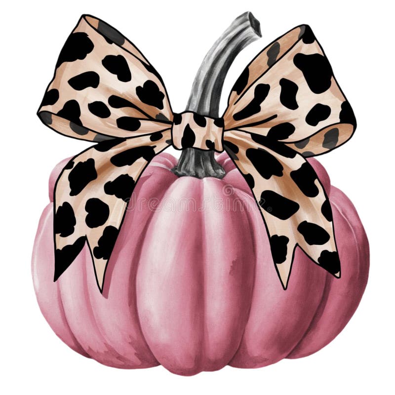 An Pink Pumpkin is Adorned with a Large Bow that Features a Black ...