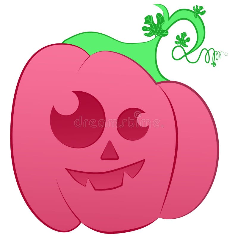 Pink Pumpkin Halloween Vector Illustration Stock Illustration ...