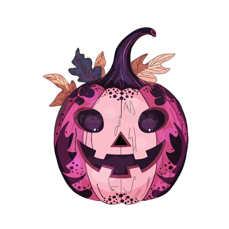 Pink Pumpkins: Spooky. Fun Faces for a Happy Halloween. Vector ...
