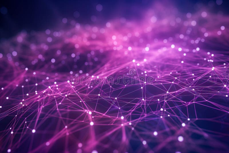 Pink Purple Abstract Background with a Network Grid, Particles ...
