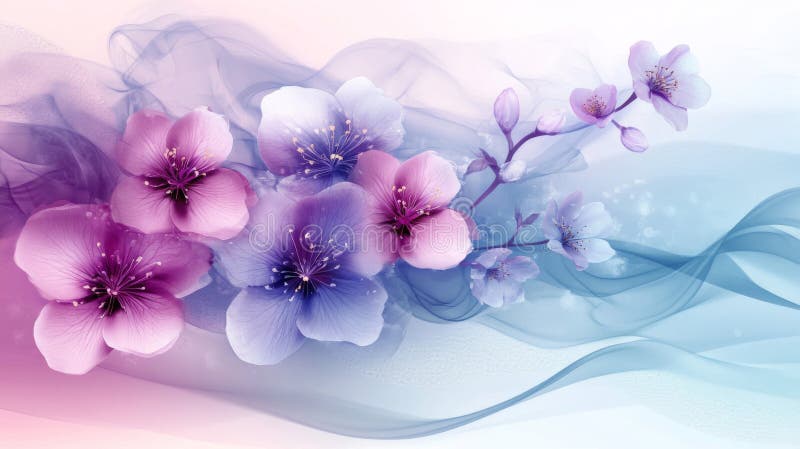 Pink Purple Blue Flowers Soft Wave Background Stock Illustration ...