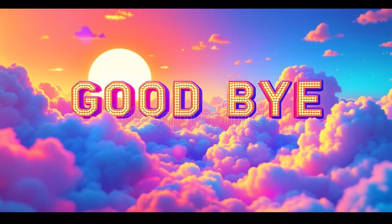 Goodbye Sunset Cloudscape stock illustration. Illustration of pink ...