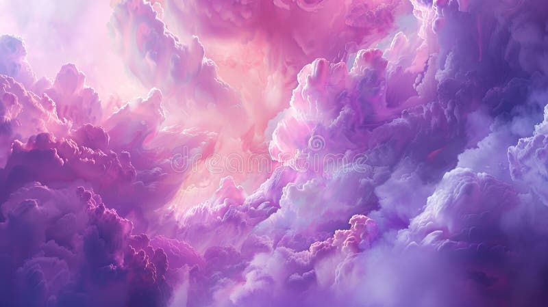 A Pink and Purple Cloudy Sky with a Rainbow Stock Photo - Image of ...