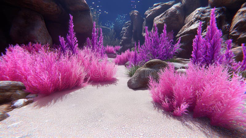 Pink and Purple Coral Reef Underwater Scene Stock Photo - Image of colorful, dark: 364601490