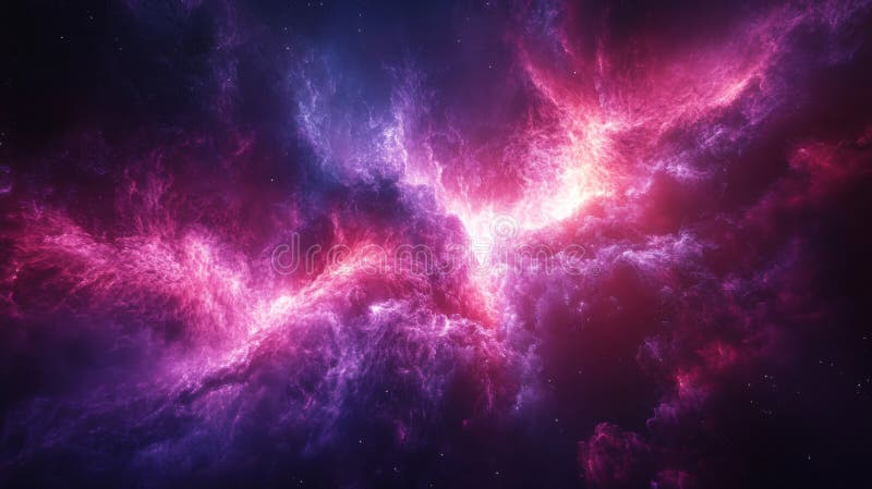 Pink and Purple Cosmic Nebula in Deep Space Stock Illustration ...