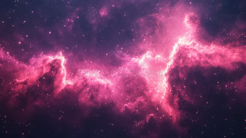 Pink and Purple Cosmic Nebula in Deep Space Stock Illustration ...