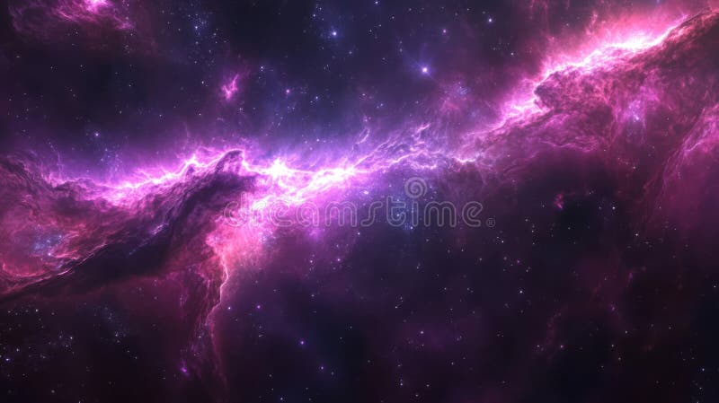 Pink and Purple Cosmic Nebula in Deep Space Stock Illustration ...