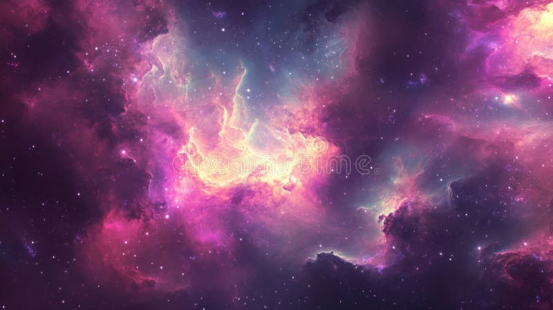 Pink and Purple Cosmic Nebula Space Background Stock Illustration ...