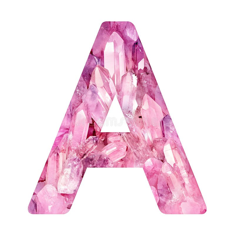 Pink and Purple Crystal Letter a on White Background Stock Illustration ...
