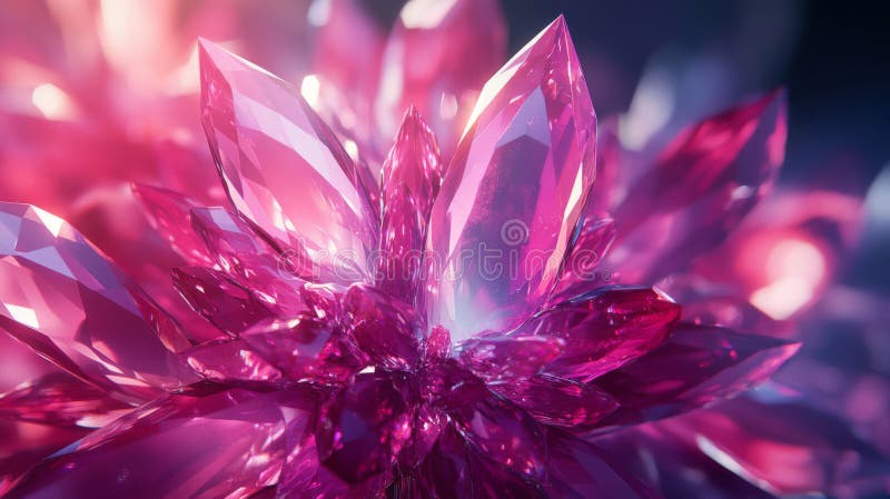 Pink and Purple Crystals Closeup 3D Render Stock Illustration ...