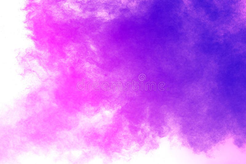 Pink Purple Dust Particles Explosion on White Background.Freeze Motion ...