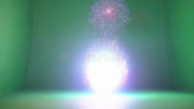 Pink and Purple Fireworks Exploding on Green Screen Background Stock ...