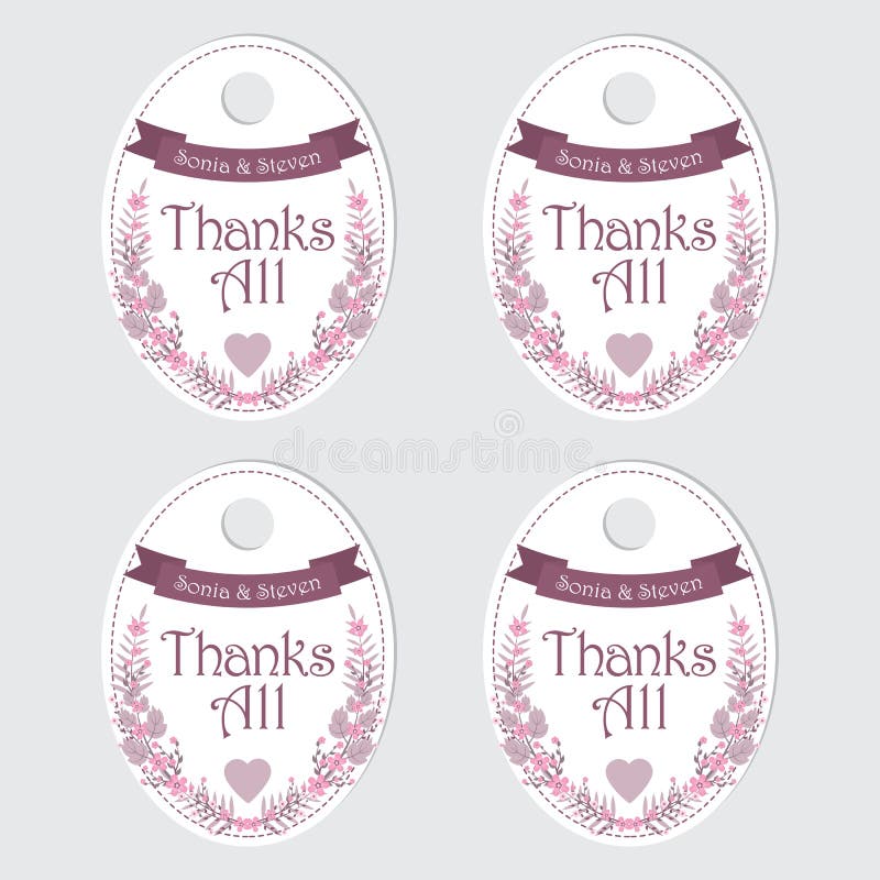 Pink and Purple Flower for Gift Tag and Sticker Set Stock Vector ...