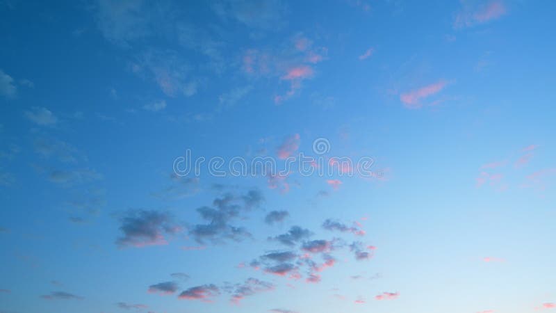 Pink Purple Fluffy Clouds and Blue Sky. Weather Forecast. Time Lapse ...
