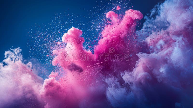 Pink and Purple Powder Explosion on Blue Background Stock Photo - Image ...