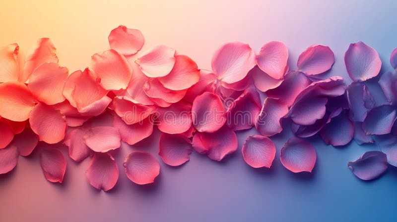 Pink and Purple Rose Petals on a Soft Gradient Background. Stock Photo ...