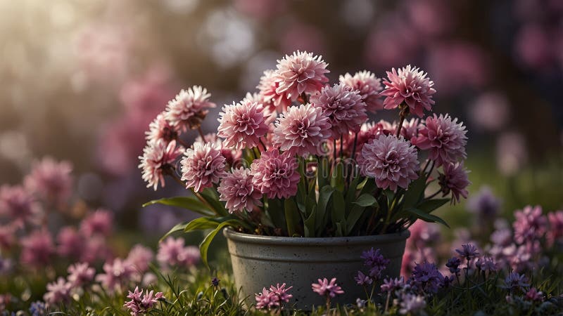 Pink and Purple Spring Blooms in Lovely Display. Stock Photo - Image of ...
